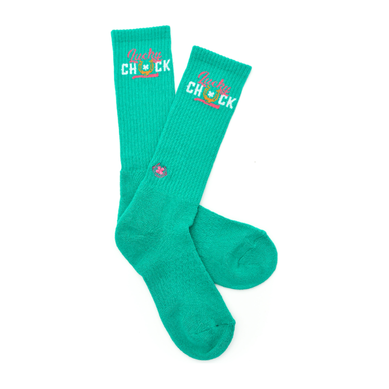 Lucky Chuck Logo Teal Performance Socks – Top Hand Brand